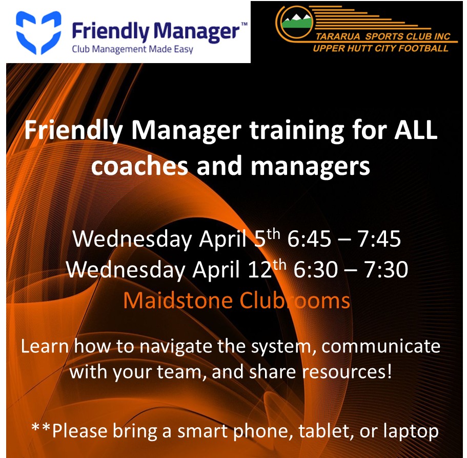 Friendly Manager Training - Upper Hutt City Football